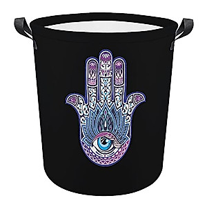 Tribal Fatima Hand Large Laundry Basket Hamper Bag Washing with Handles for College Dorm Portable