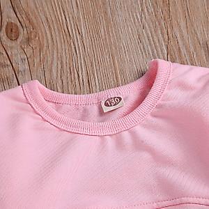 CM C&M WODRO Toddler Girls Clothes Winter Warm Long Sleeve Tops+Long Pants Set (Pink, 3-4 Years(110))