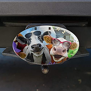 Udderly Cool Cow Farm Selfie Oval Tow Trailer Hitch Cover Plug Insert