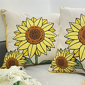 Pillow for Case Sunflower Embroidery Cushion Cover Home Decorative Pillow Cover Sofa Car Bedroom Living Room Office Supp Pillow Cases Standard Size Set of 4 Blue