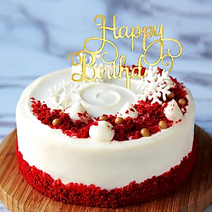 6-Pack Gold Birthday Cake Topper Set, Double-Sided Glitter, Acrylic Happy Birthday Cake Toppers/Cupcake Toppers, Birthday Decorations for Children or Adults.