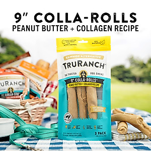TRURANCH 9" Collagen Roll, Peanut Butter - 3 Pack