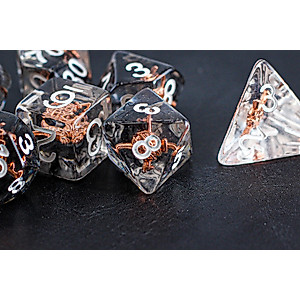 3DEGOS Black Rogue Pirate DND Dice Set for Dungeons and Dragons Gifts, D&D, D and D, Pathfinder, Accessories, D20, Polyhedral, Resin Dice, Metal, Dice Tray, Tower, Bag, Box