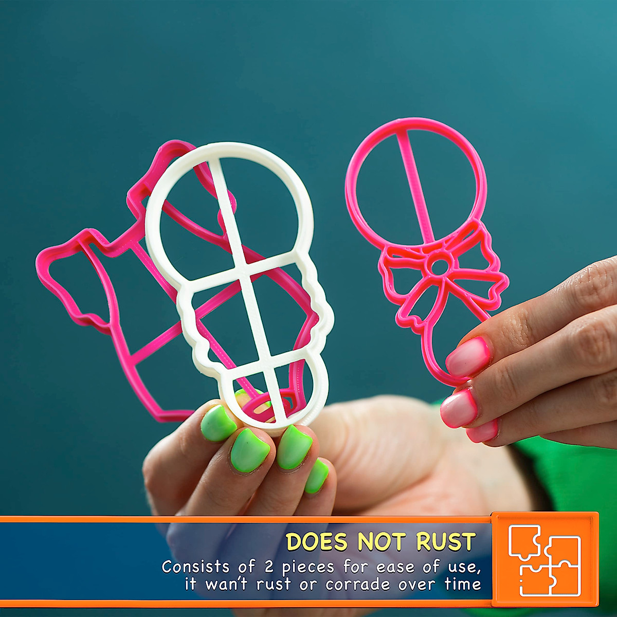 Cookie Cutter by 3DForme, Set Onesies & Rattle Cake Fondant Frame Mold for Buscuit