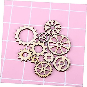 ibasenice 300 Pcs Wooden Gear Wood Chips Wood Gear Cutout Vintage Gears Charms Wooden Shapes to Paint Wooden Steampunk Gear Retro Toys DIY Gear Wood Chips Christmas Wood Carving Child