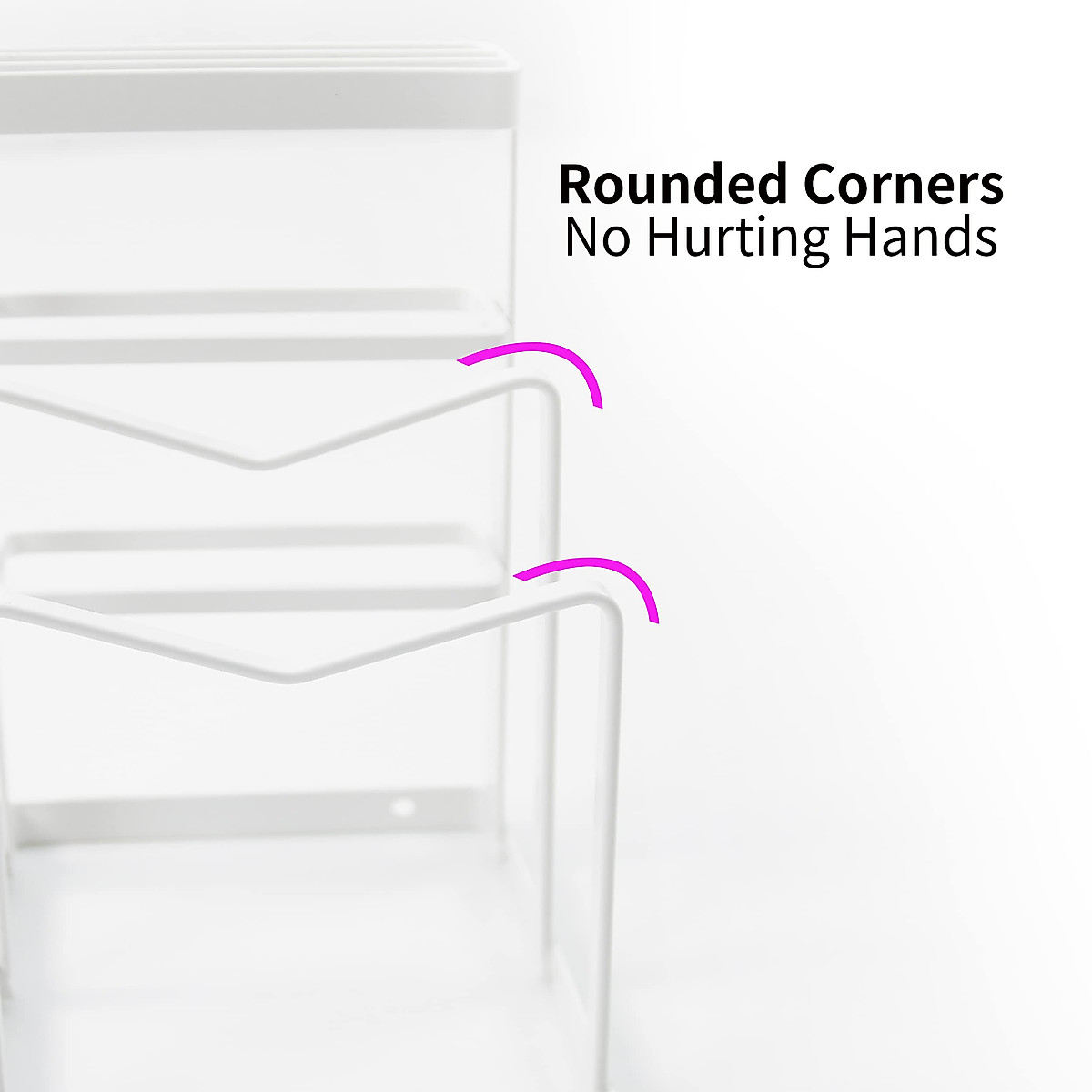 Qflushor Knife Block Holder, Pot Lid Organizer, Cutting Board Organizer, Cookware Bakeware Organizer for Kitchen Countertop, Cabinet, Pantry, Metal, White