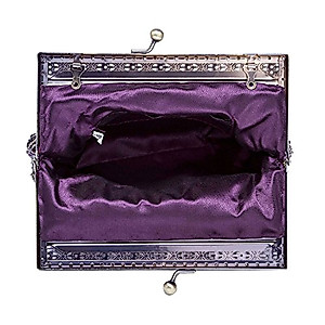 KISSCHIC Vintage Beaded Sequin Peacock Clutch Purse Evening Bags (Purple)