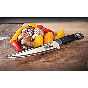 VIPER Grill Utility Knife - 8 inch High Carbon Stainless Steel Chef Knife Bread Knife Meat Turner Bottle Opener with Sheath Grilling Gifts for Dad Men