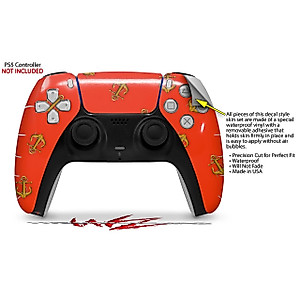 WraptorSkinz Skin Wrap compatible with Sony PS5 DualSense Controller Anchors Away Red (CONTROLLER NOT INCLUDED)
