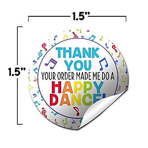 Happy Dance Music Themed Thank You Customer Appreciation Sticker Labels for Small Businesses, 60 1.5" Circle Stickers by AmandaCreation, Great for Mailing Envelopes, Postcards, Direct Mail, & More!