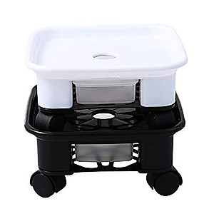 Square Plastic Plant Pot Trolley Large Plant Pot Mover Dolly Garden Flower Pot Stand on Wheels Heavy Duty Plant Pot Caddy on Wheels Plant Pot Saucers with Wheels and Drainage Holes Indoor (White 6)