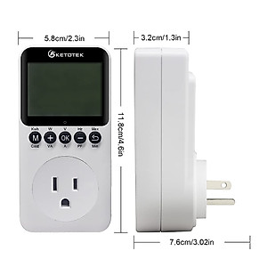 KETOTEK Watt Meter Plug-in Socket Power Meter, Kilowatt Wattage Voltage Tester, Home Electricity Usage Monitor with Overload Protection, LCD Display Energy Voltage Amps Power Consumption Monitor