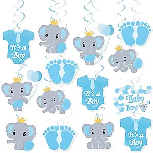 20PCS Elephant Baby Shower Decorations for Boy Baby Boy Shower Decorations First Birthday Decorations for Boy It's a Boy Party Decorations Elephant Kid Birthday Party Supplies