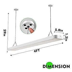 bulbeats Compact 4FT 5“ Diamond Shape Flush Mount Light Fixture, 50W 4FT LED Shop Light Fixtures, 7000LM 5000K Led Wrap-Around Shop Lights for Garage Office, White Fluorescent Light Replacement-6Pack