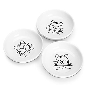 Y YHY Cat Bowls, Cat Dishes 5OZ Cat Food and Water Bowls for Dry and Wet Food 3 Set Wide Dish White Cat Bowl for Indoor Cat, Dog, Kitten, Puppy, Rabbit