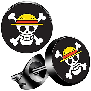 One Piece Anime Earrings for Women Men Stud Earring 6 Pairs (set 1)