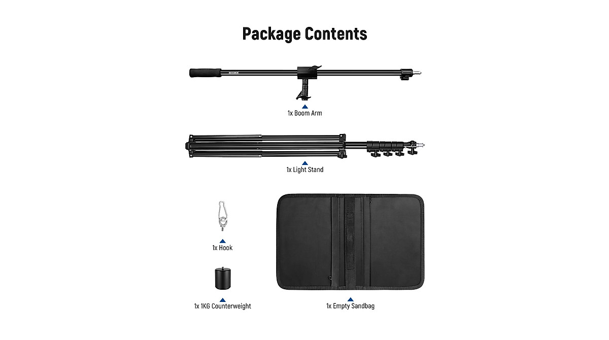 NEEWER 9.8ft Aluminum Light Stand with Boom - Stable Photography Support