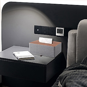 XNONE Tissue Box Cover Rectangle Kleenex Box Holder PU Leather Facial Organizer with Magnetic Bottom,Decorative Napkin Caddy for Vanity Dresser Night Stand Table Countertop Home Office Car,Grey