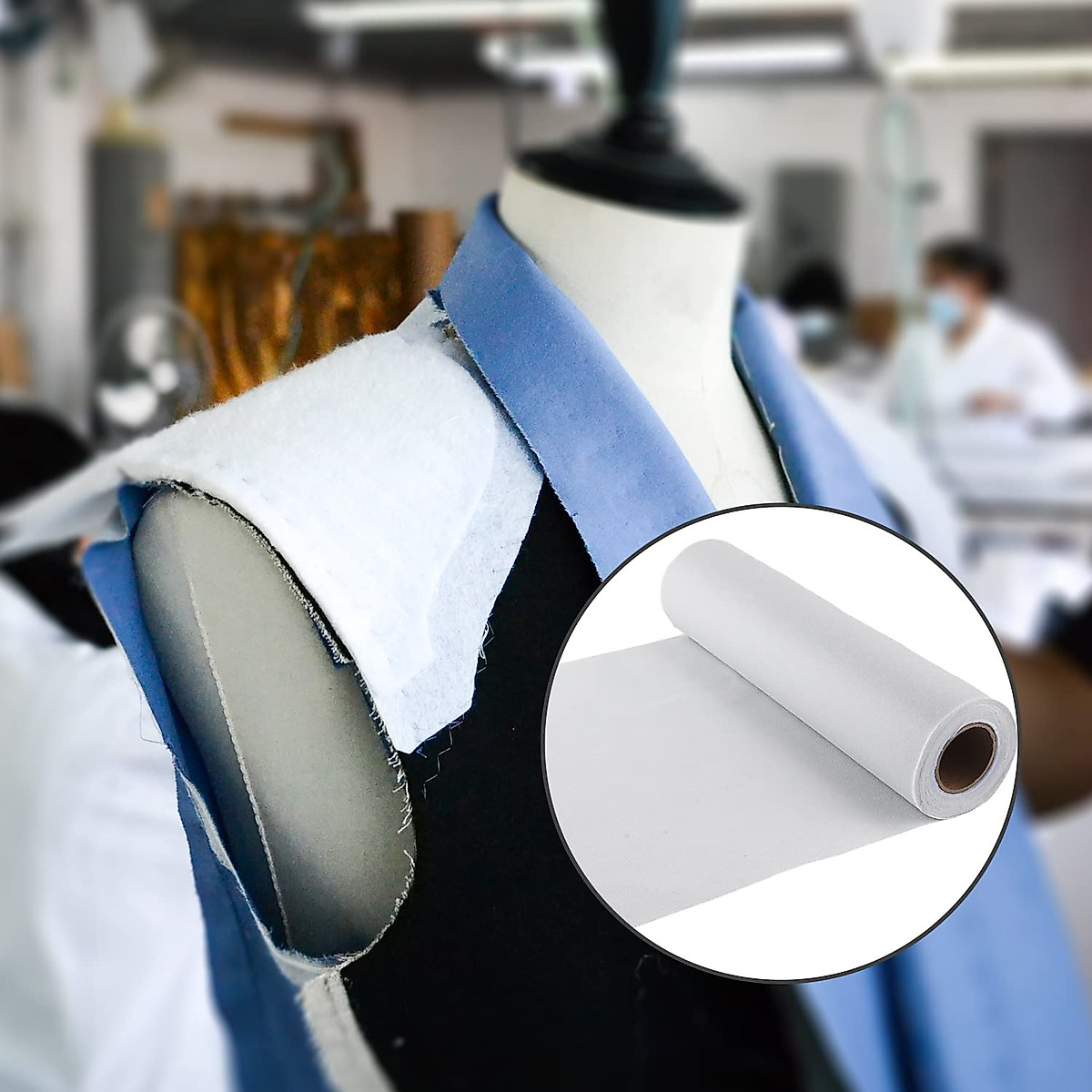 Fusible Interfacing, 11.6" x10.9yd Polyester Non-Woven Interfacing Single-Sided Iron on Interfacing Lightweight Medium Weight Iron-On Interfacing for Sewing Quilting Crafting