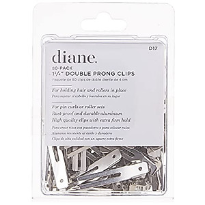 Diane Double Prong Hair Clips for Women, Girls For Holding Rollers or Hair 1.75 Inches Long Silver D17, 80 Count (Pack of 1)