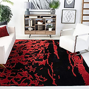 SAFAVIEH Soho Collection 8' Round Black / Red SOH326B Handmade Premium Wool Area Rug