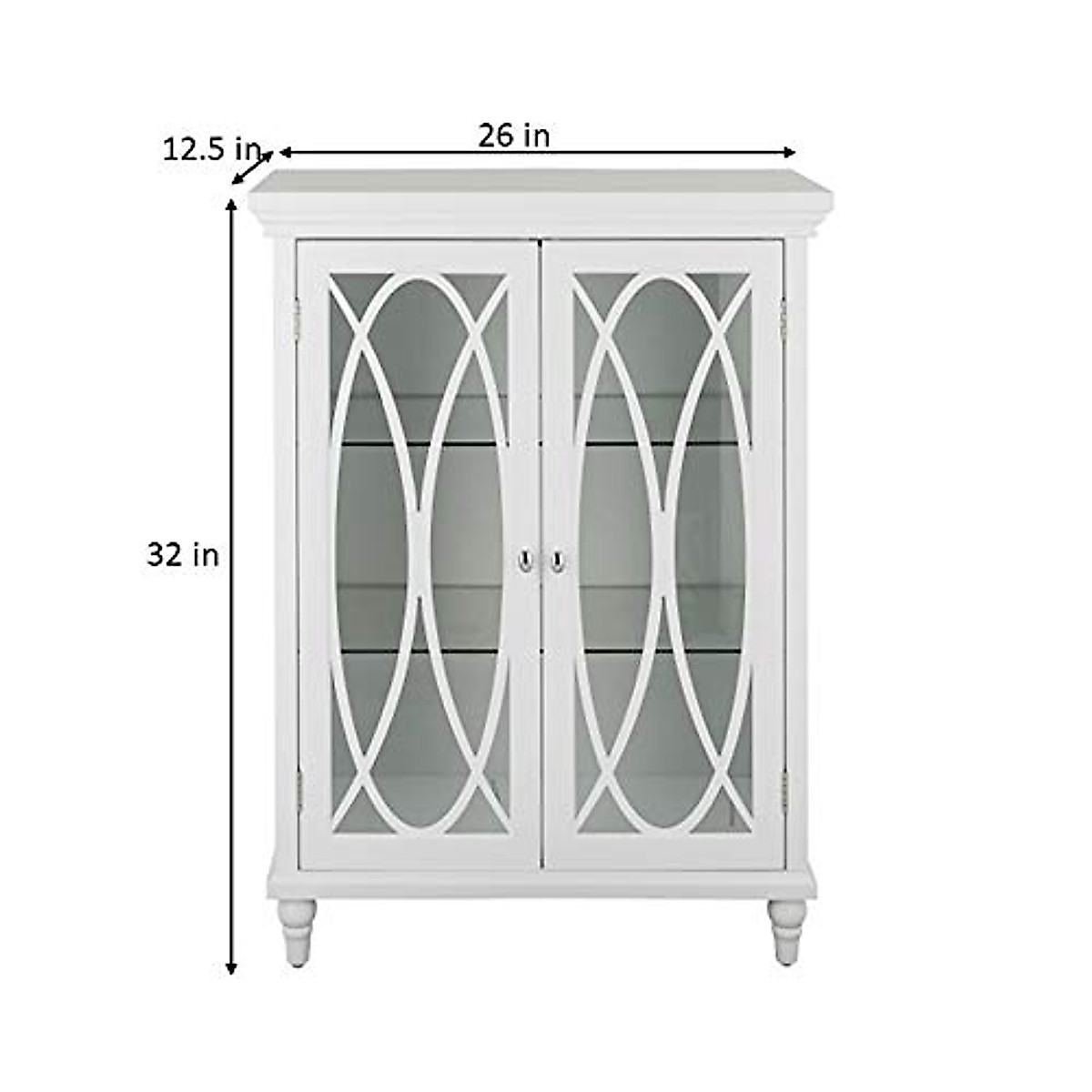 Elegant Home Fashions 32" H Florence Double Door Floor Cabinet with 2 Adjustable Tempered Glass Shelves