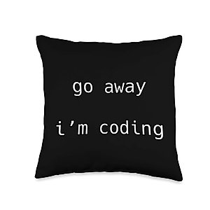 Code Gifts - click to show more designs! Go Away Code Funny Programming IT Gift Black Throw Pillow, 16x16, Multicolor