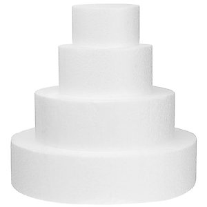 Mipcase Round Cake Molds Cupcake Round Cake Dummy Set 4 Tiers Foam Circle Cake Model Cake Sculpture Display Modeling for Birthday Wedding Party 5cm 15cm 20cm Cupcake Circle Cake Dummy