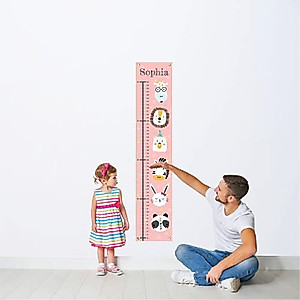 Personalized Canvas Growth Chart for Kids, Height Chart for Kids, Growth Chart Banner with Name (Animal 2)