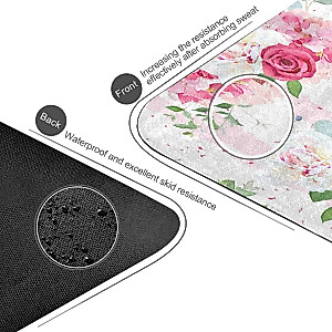 ALAZA Pink Rose Flowers Floral Striped Nonslip Yoga Mat Towel with Grip Dots for Women Men