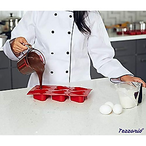 Tezzorio 6-Cavity Heart Silicone Baking Mold, BPA Free, Non-Stick Baking Molds/Cake Pans