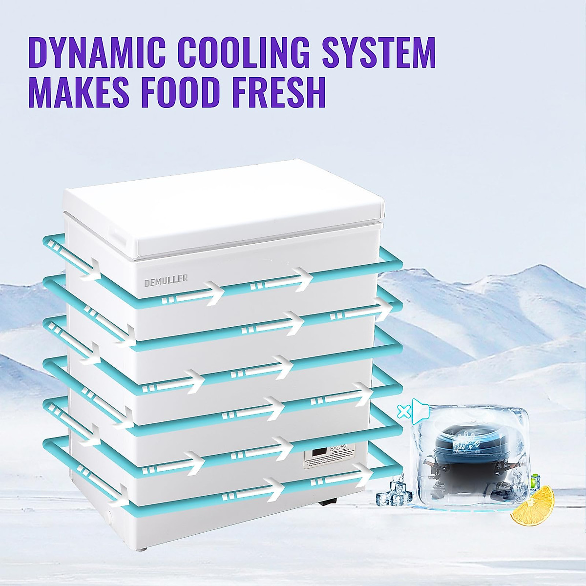 DEMULLER Chest Freezer, Small Deep 4.0 Cubic Feet White Freezing Machine, Compact Top Open Door with Electronic Panel, Temp Range -12 ℉ to 50 ℉, Two Storage Wire Baskets, Manual Defrost