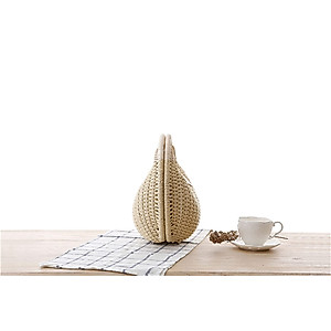 DAISHA Straw Bags for Women,Hand-woven Shell Bag Handle Ring Tote Retro Summer Beach Rattan bag., Beige, 11x10.23x5.9 inches(lxwxh)