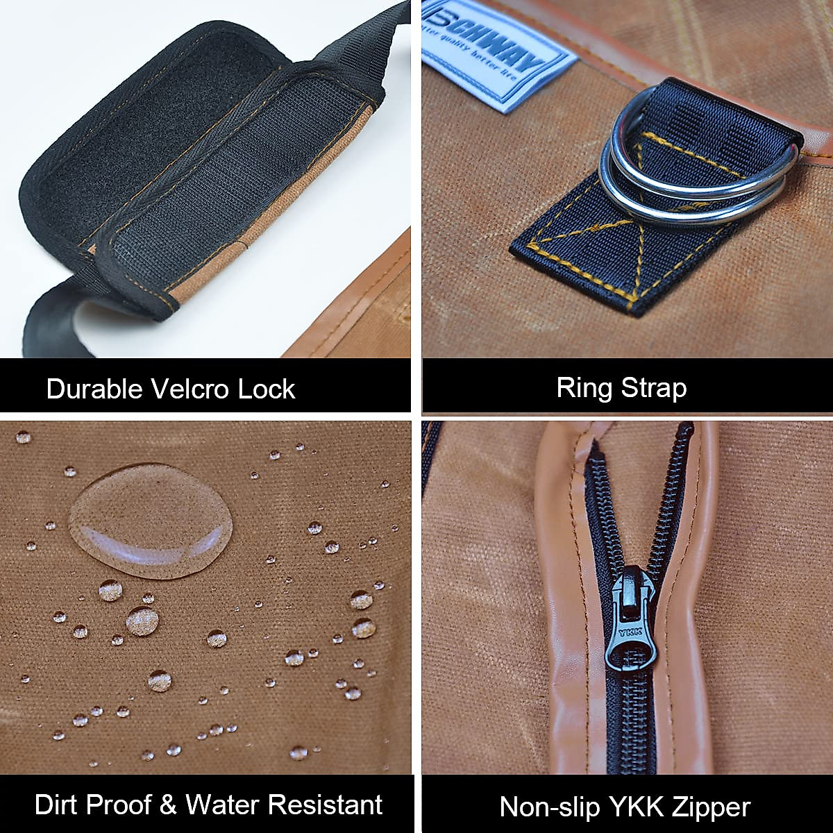 BCHWAY Firewood Carrier with Handles – Waxed Canvas Log Tote Zippers for Using as Shopping Bag - Wood Best Carrying at Home or Camping, Brown, Style A (FC-001)