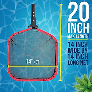 U.S. Pool Supply Professional 14" Swimming Pool Leaf Skimmer Net, Heavy Duty - Strong Reinforced Aluminum Frame for Faster Cleaning & Easier Debris Pickup and Removal