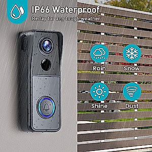 XTU Wireless Video Doorbell Camera with Wireless Chime, Door Bell Ringer Wireless with Camera, Voice Changer, PIR Human Detection, No Monthly fees, Battery-Powered Smart WiFi Doorbell