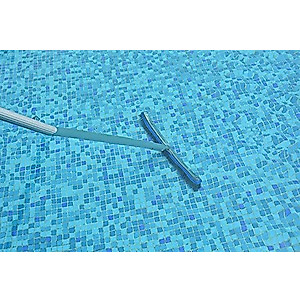 Aquatix Pro Pool Brush, 18" Heavy Duty Aluminium Back, Curved Ends for Corners, Scrub Brush w/ Stainless Steel Bristles & EZ Clip, Swimming Pool Brushes for Cleaning Pool Walls, Tiles, Floors & Steps