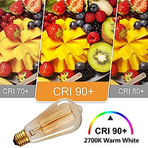 HESSION 6-Pack Vintage Edison Bulbs, ST64 40W E26 Base Amber Glass Warm White Filament Antique Decorative Dimmable Light Bulbs Used for Classical Pendant or Chandelier Lights