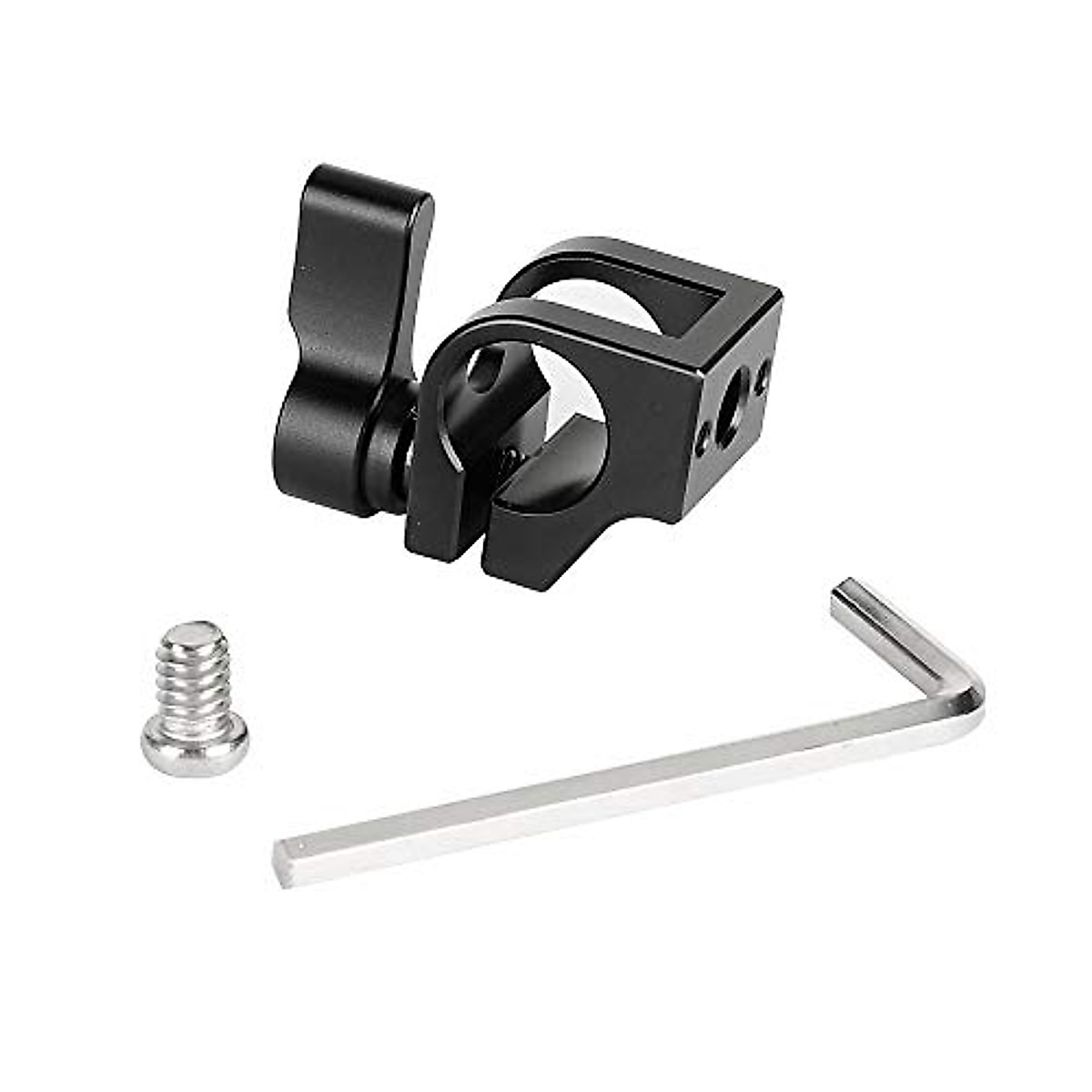 CAMVATE 15mm Single Rod Clamp Install on 1/4"-20 Thread Hole for Camera cage (Black Knob) - 2127