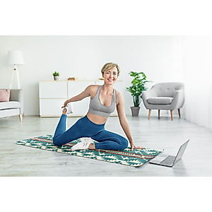 Yune Yoga Pendleton Print Yoga Mat, Non Slip Exercise & Fitness Mat For Yoga, Pilates & Floor Exercises Grippy and Thick Mat