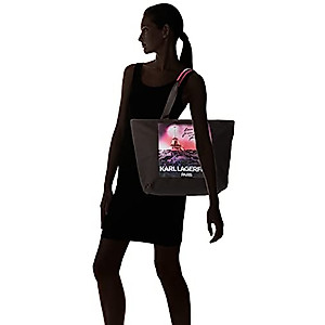Karl Lagerfeld Paris Kristen Tote, Black/Fuschia Amour