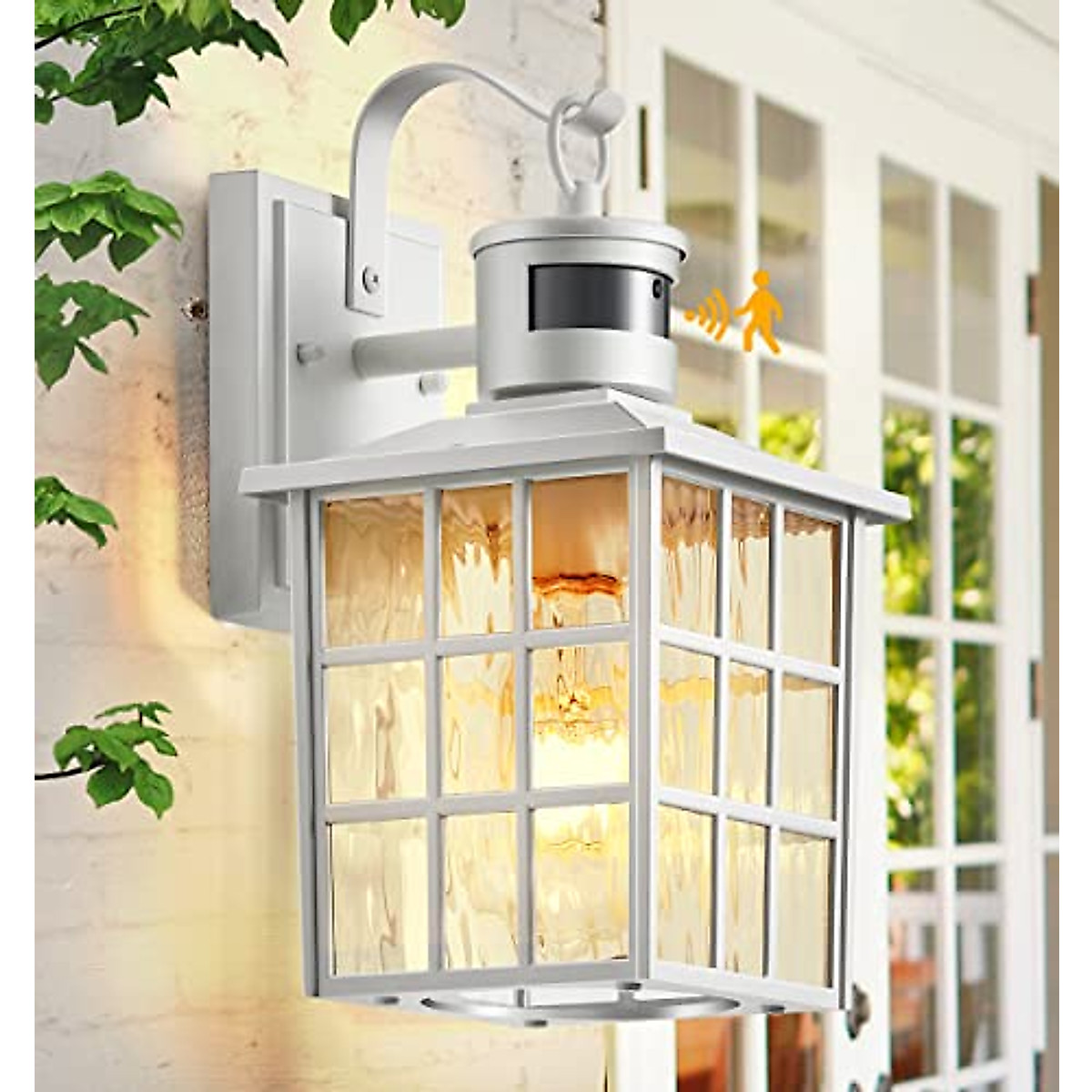 VIANIS Motion Sensor Outdoor Lights, White Dusk to Dawn Wall Lights, Exterior Light Fixture, Anti-Rust 100% Aluminum Outdoor Wall Lantern Wired for Garage Patio, Front Porch Light