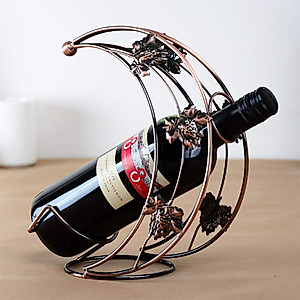 SURPRIZON Wine Holder Stand Moom, Tabletop Metal Wine Holder | Freestanding Wine Rack | Single Bottle Countertop Wine Holder for Home Decor & Kitchen Storage Rack