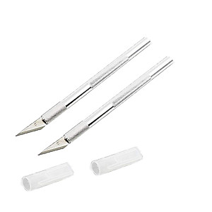 WOIWO 2PCS Aluminum Handle Metal Carving Knife Mobile Phone Film Carving Pen Knife Art Knife Paper Cutting Knife Manual Model Knife