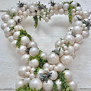 Pearl White Double-Stuffed Balloons Different Sizes 74Pcs 5/10/12/18 inch White Sand Pearl Ivory Boho Neutral Balloon Arch Garland kit for Wedding Bridal Baby Shower Birthday Anniversary Decorations