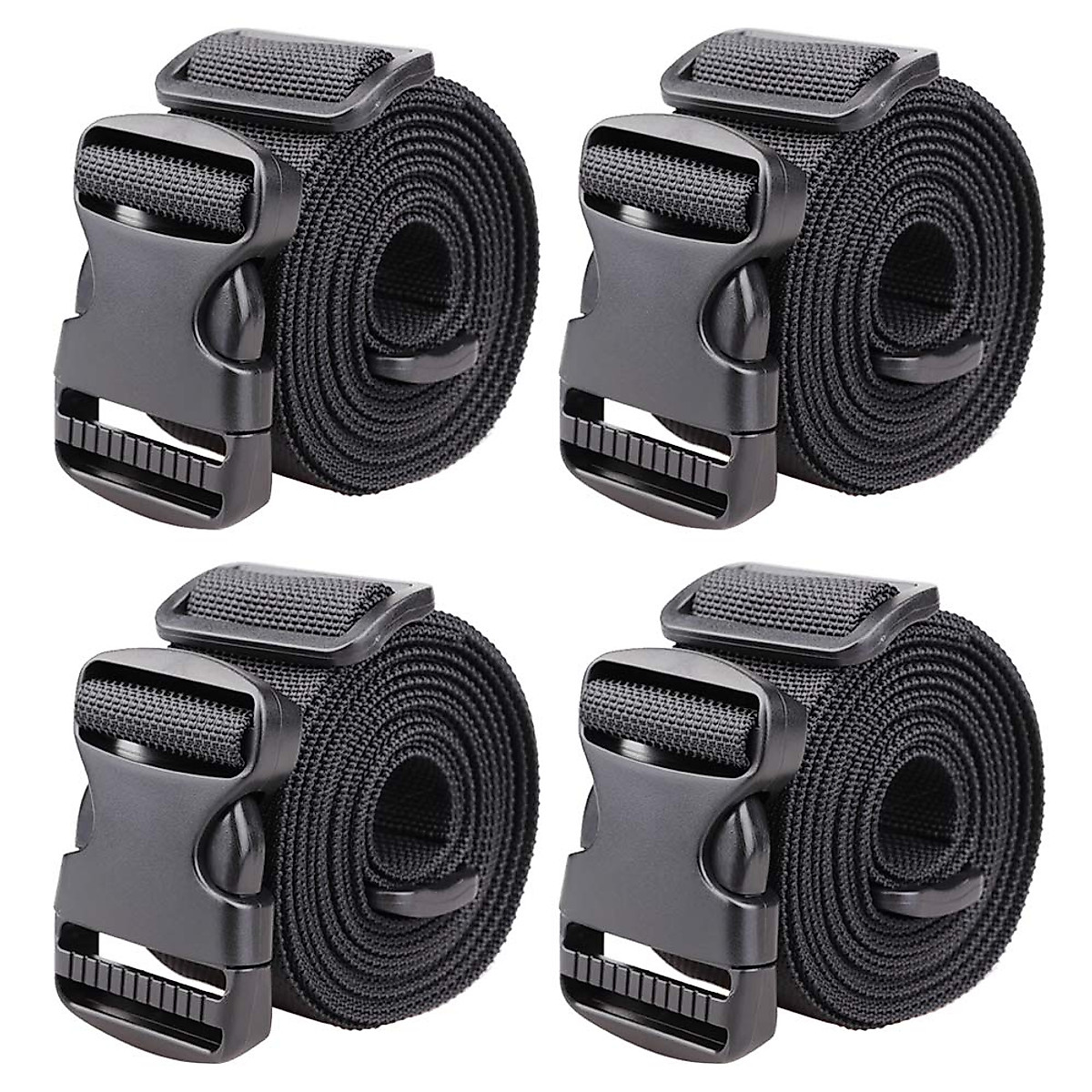 MAGARROW 1.5" Utility Straps with Buckle Adjustable, 4-Pack (Black, 9.5 feet Long)