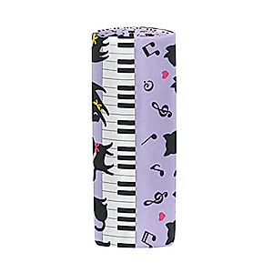 Cute Animal Cat Pencil Case Pen Bag Pouch Holder, Piano Music Note Zipper Pencil Bag Portable Cosmetic Organizer Makeup Brush Bag Purse School Stationery for Kids Girl Boy Adults Office Nurse Supplies