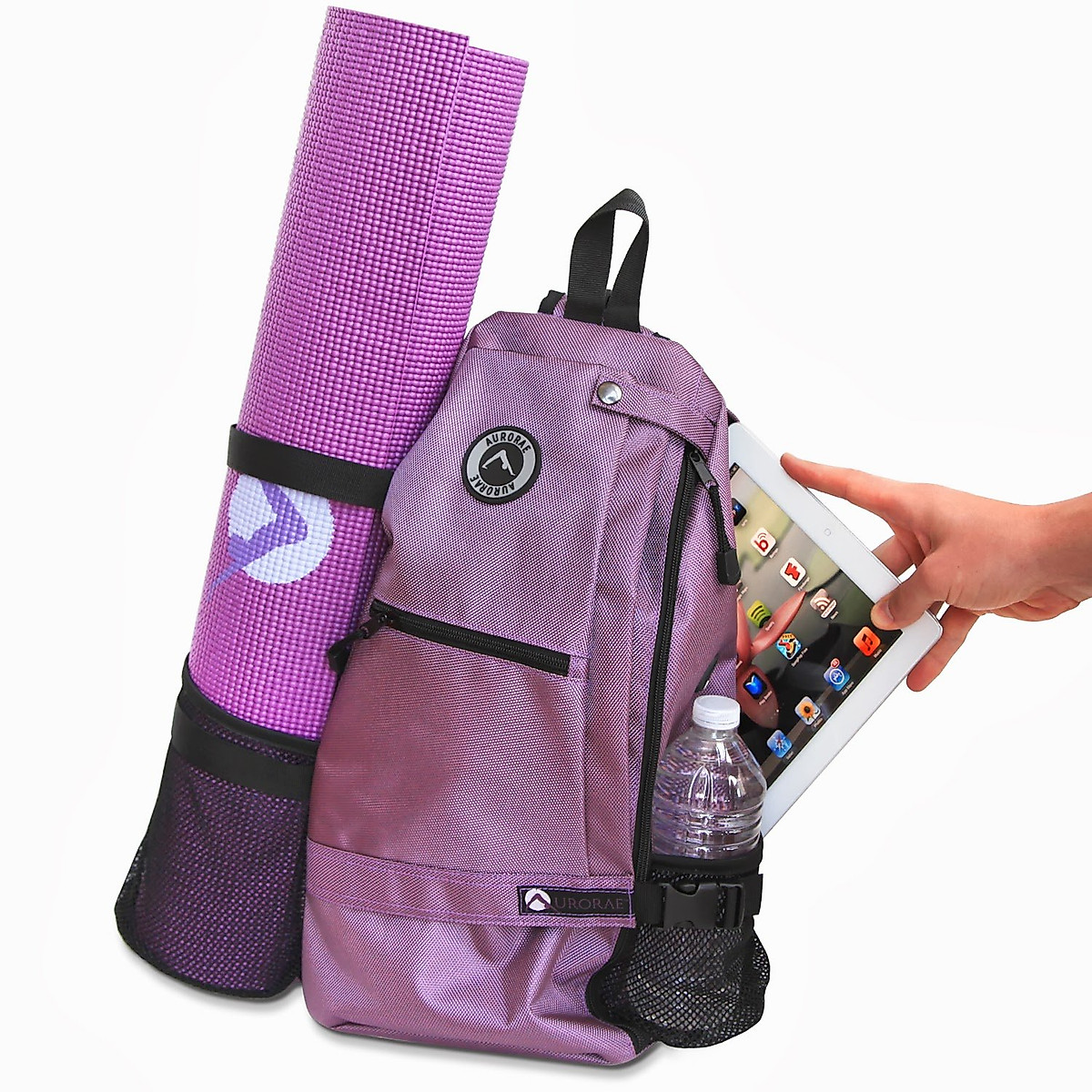 AURORAE Yoga Mat/Gym Cross-body Travel Sling Back Pack. Mat sold separately.
