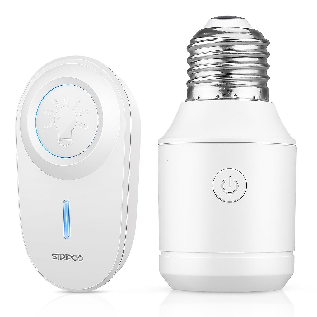 Remote Control Light Socket E26/E27 Bulb Base Holder, Wireless Light Switch for Pull Chain Light Fixtures, 300FT RF Range, No Wiring Wireless Light Switch for 500W Light Fixtures