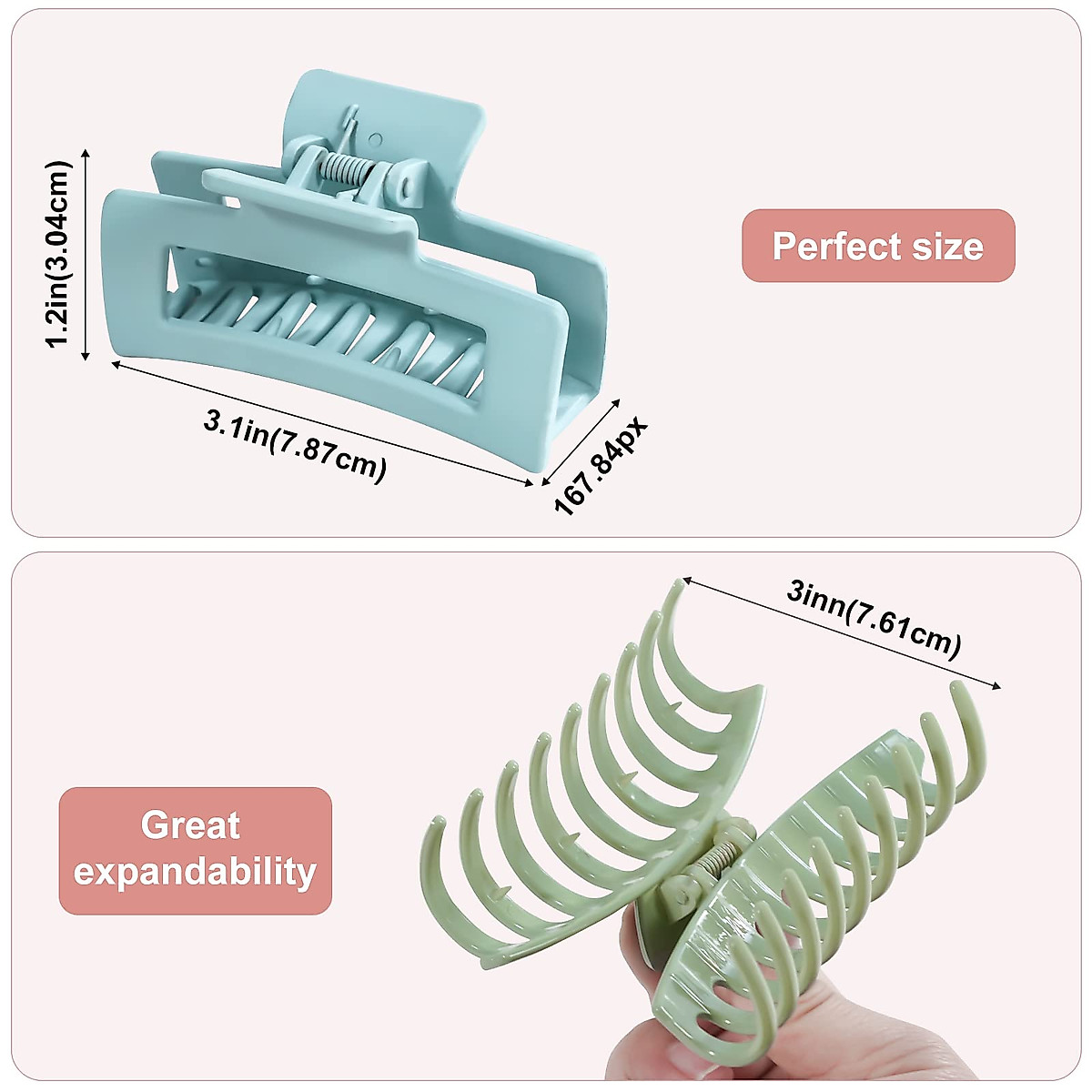 Lolalet 8 Colors Hair Clips Claw Clips Hair Claw Clips, 2 Styles Nonslip Medium Large Jaw Clip for Women Girls, 4 Square Matte and 4 Bright Acrylic Hair Clamps for Thick Thin Fine Long Hair -Style A